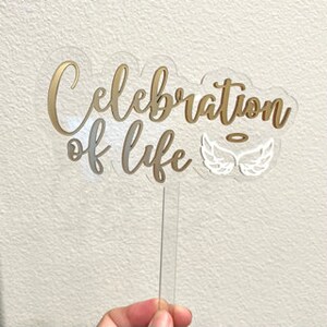 Celebration of Life, Cake Topper, Heavenly Birthday, Gold Topper ...