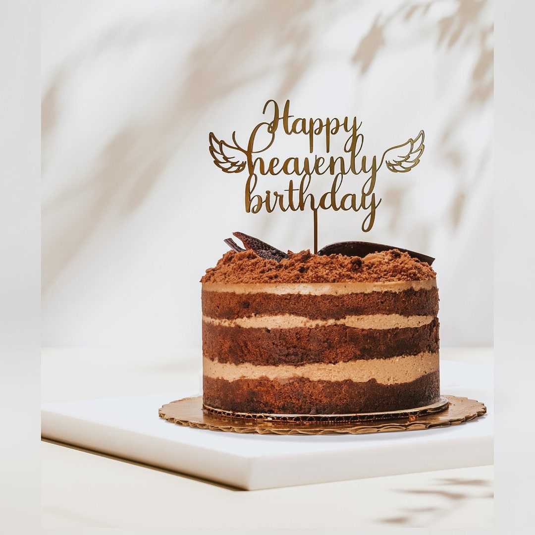 Heavenly Birthday, Cake Topper, Gold Topper, Acrylic, Birthday ...