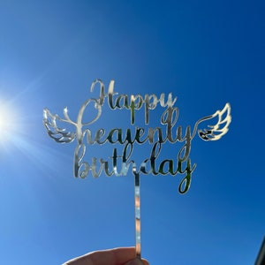 Heavenly Birthday, Cake Topper, Gold Topper, Acrylic, Birthday ...