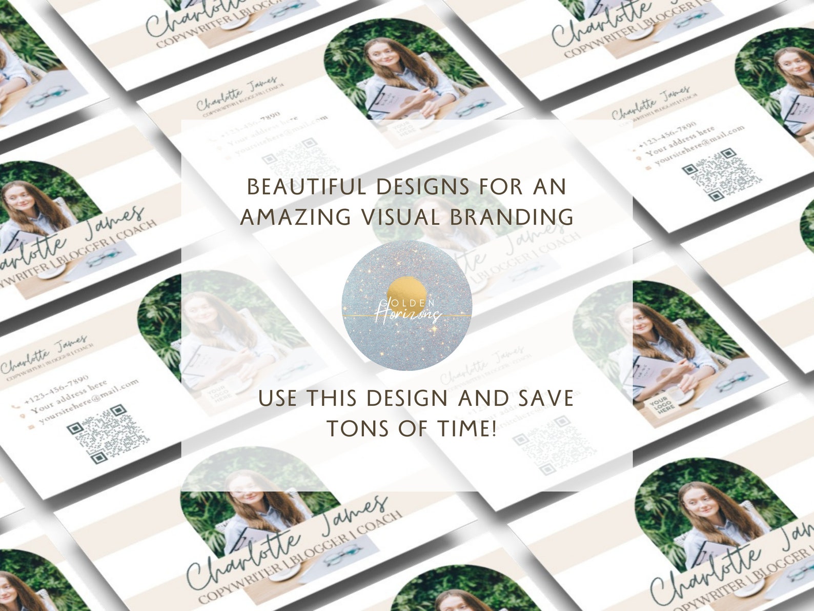 Business Card Template for Coach, QR Code Digital Business Card White ...
