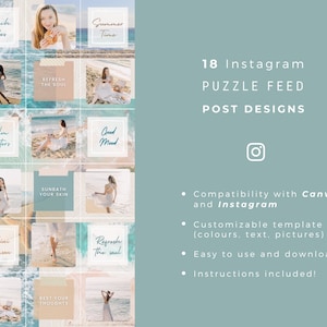 Beach Themed Instagram Templates, Sea Instagram Puzzle Feed, Turquoise ...