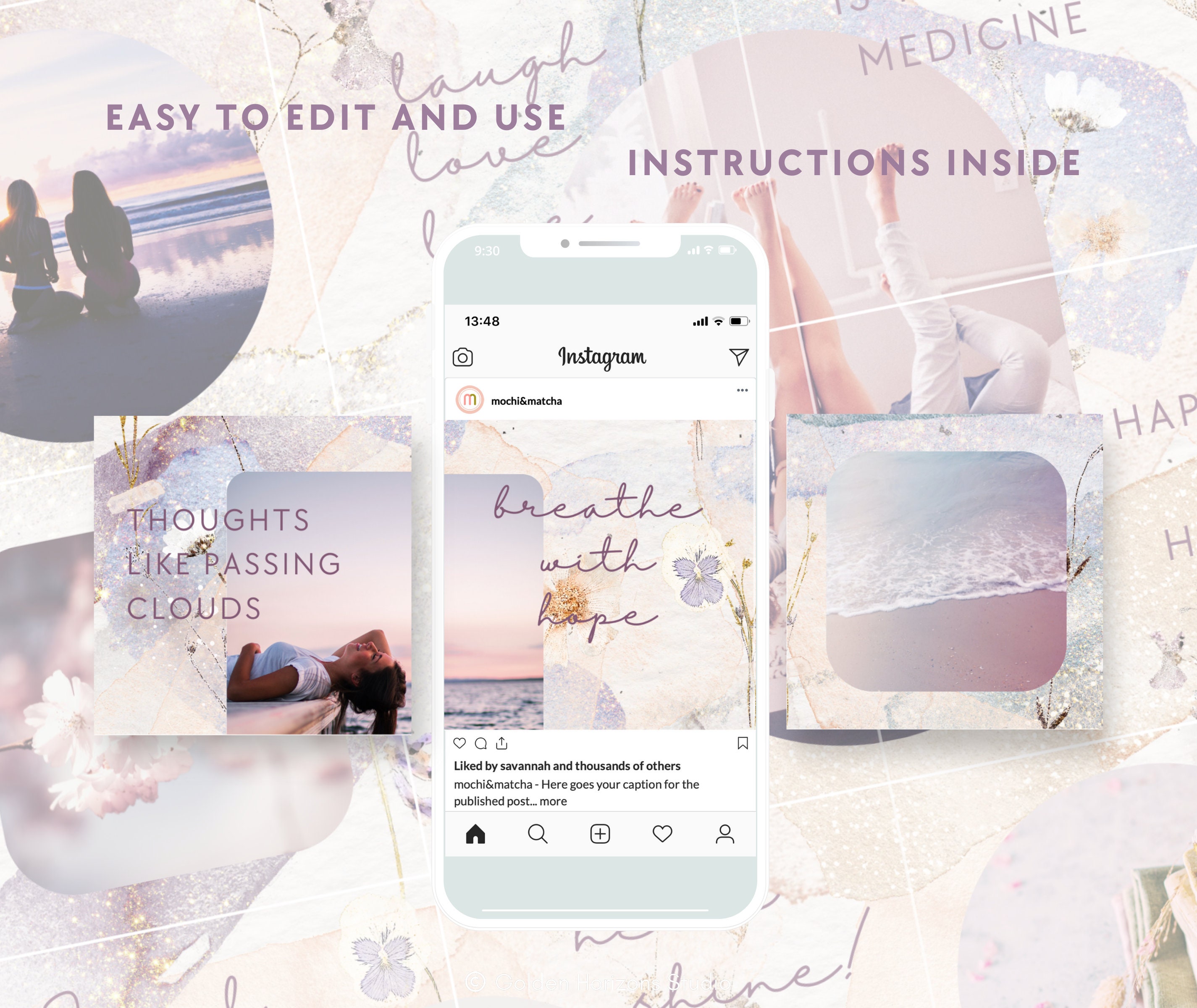 Spiritual Coach Pastel Instagram Canva Template, Flower Instagram ...