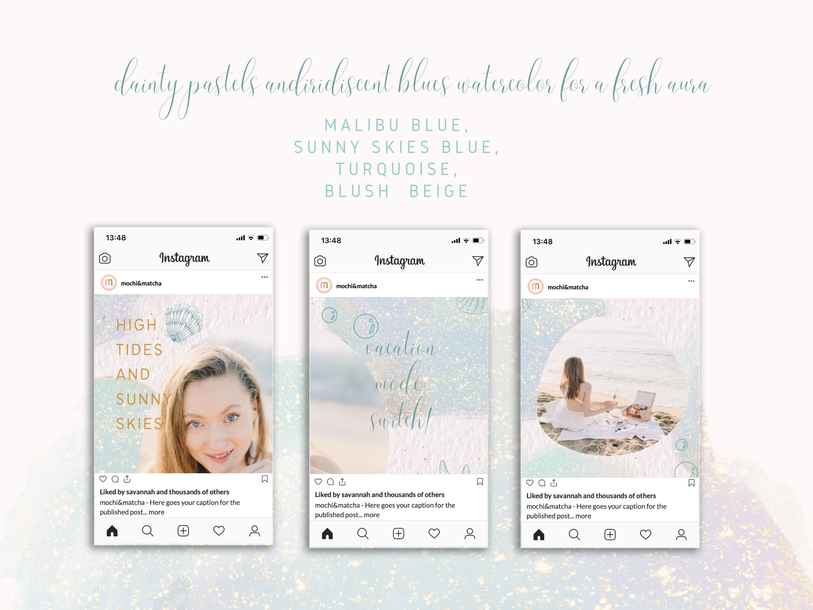 Turquoise Instagram Puzzle Template, Beach Instagram Post, Blue Ocean ...