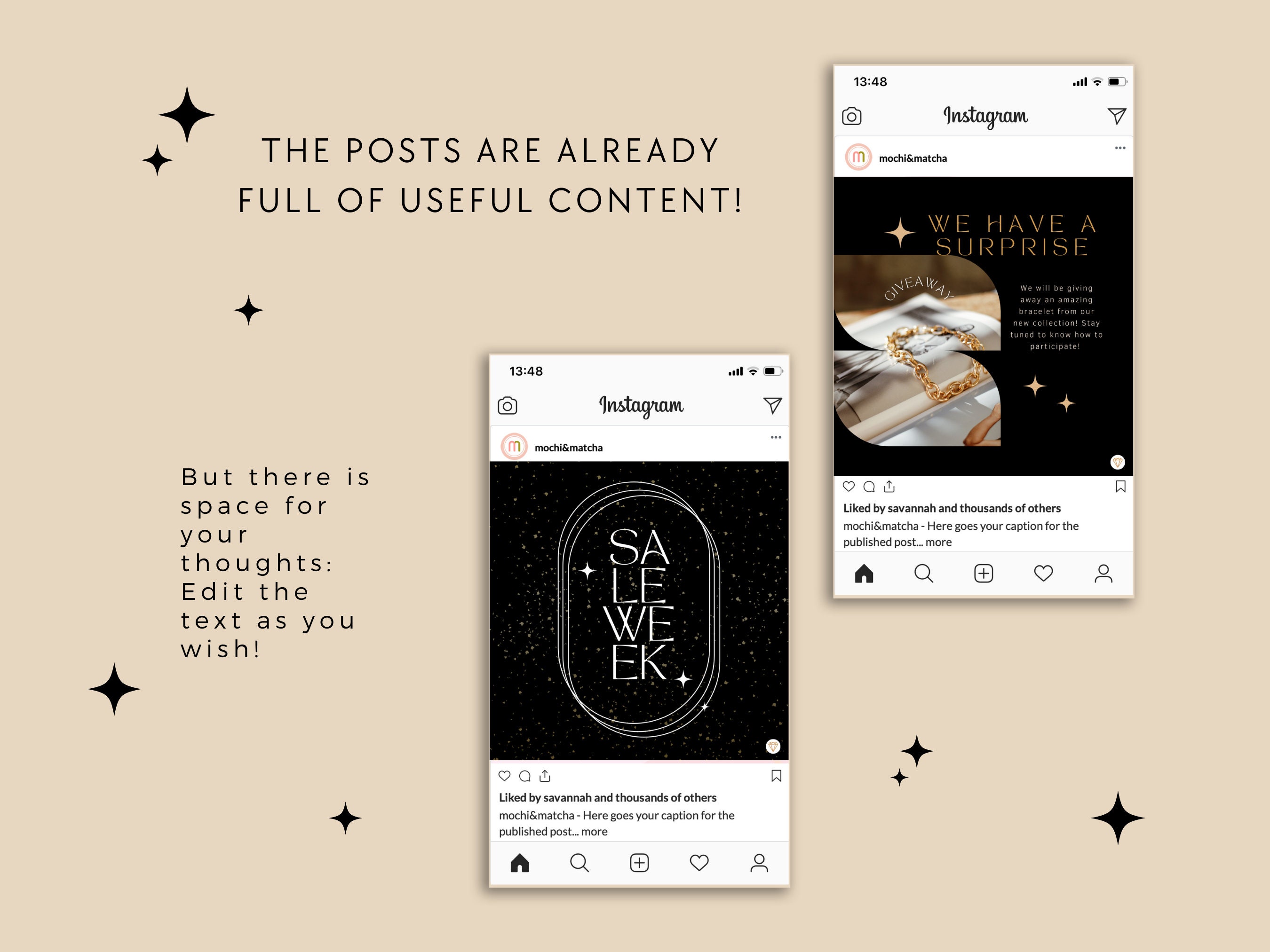 Black Instagram Post Templates for Canva, Jewellery Instagram Posts ...