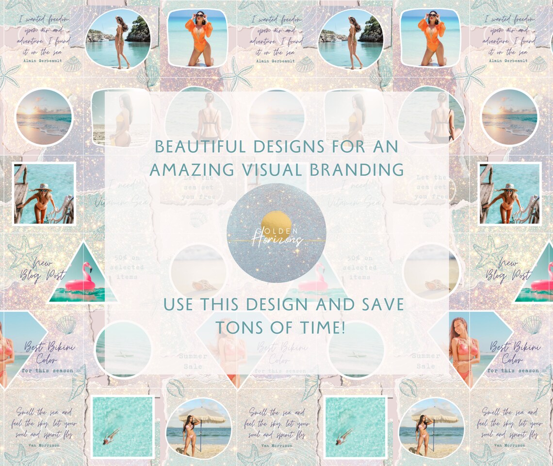 Ocean Instagram Puzzle Template for Canva Beach Themed Instagram for ...