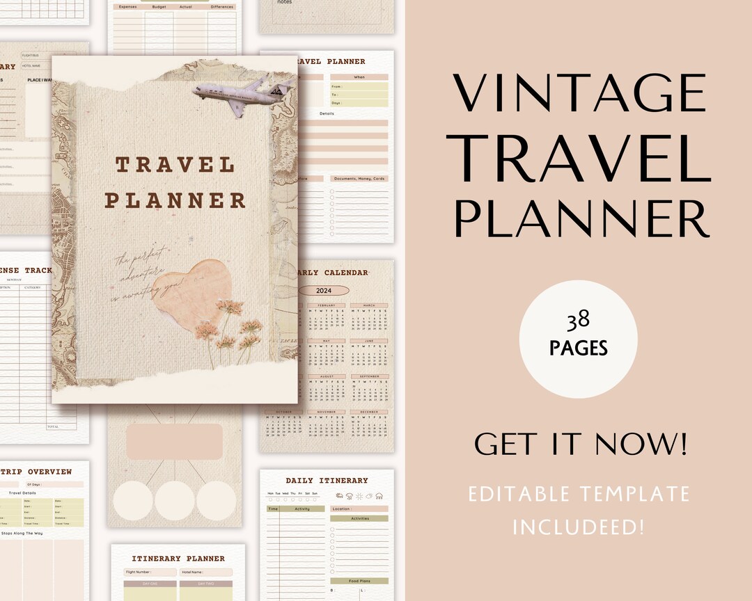 Travel Planner Template for Canva, Travel Budget Printables, Digital ...