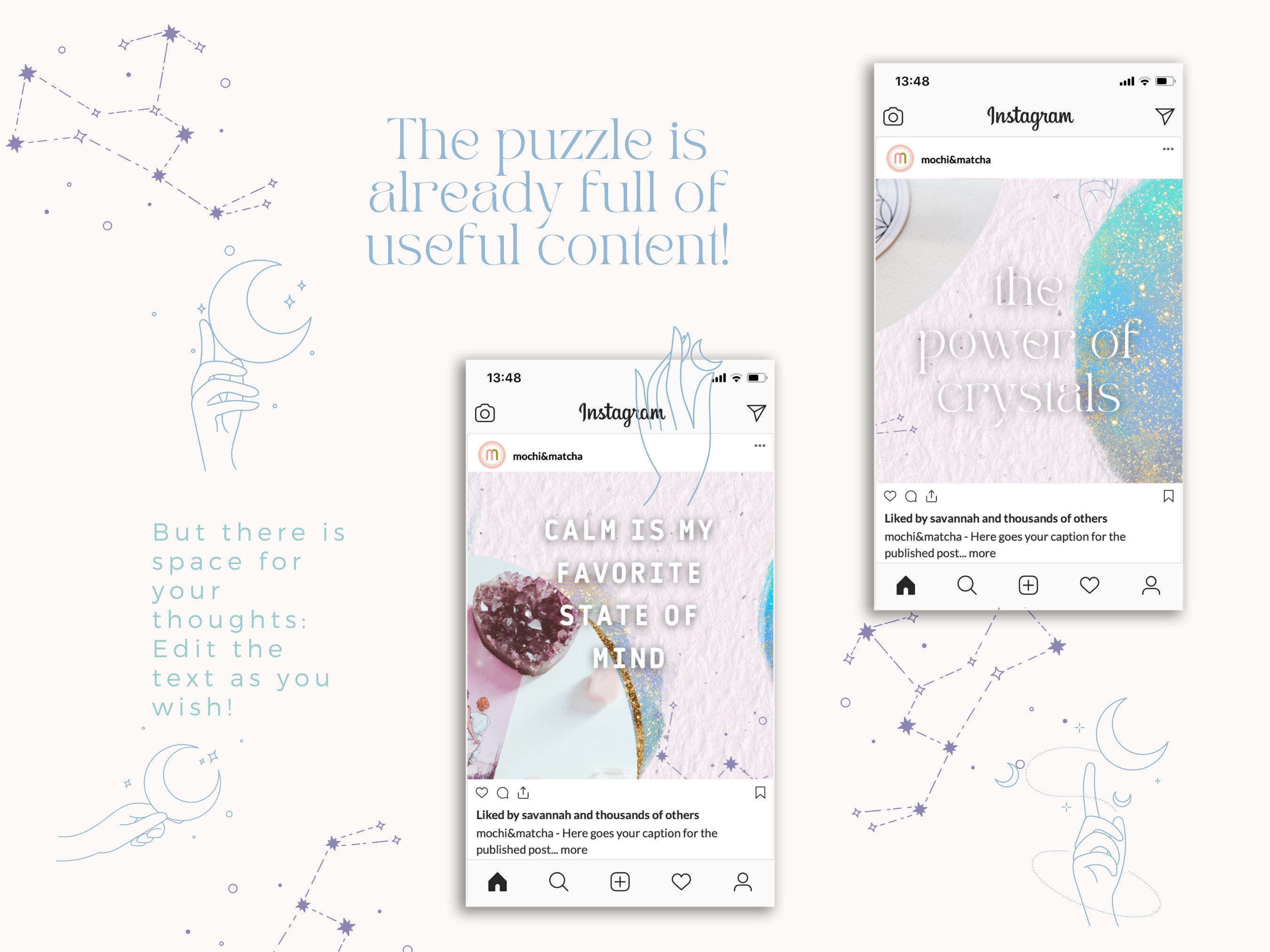 Moon Instagram Puzzle Template, Mystical Instagram Post, Esoteric ...
