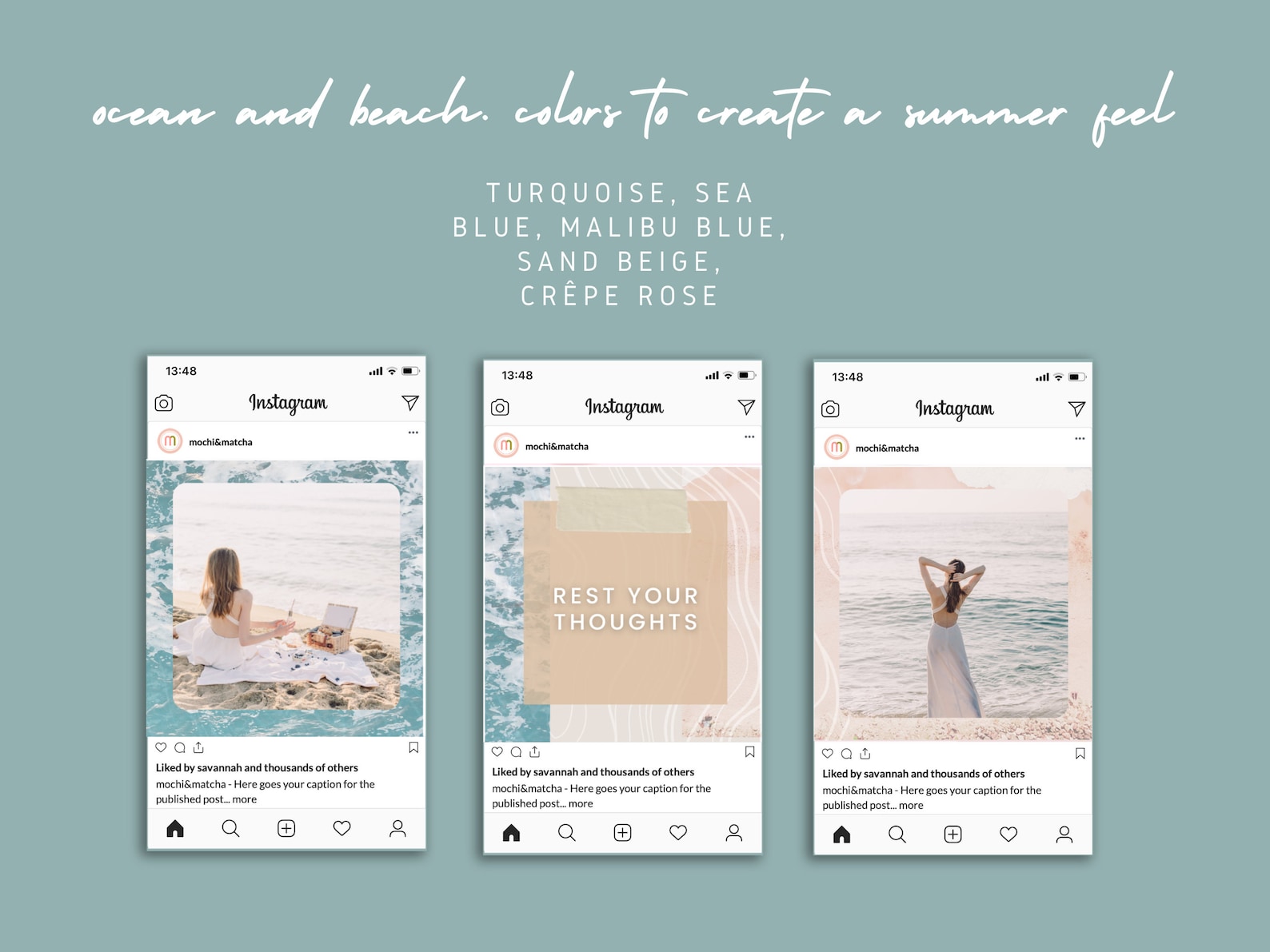 Beach Themed Instagram Templates, Sea Instagram Puzzle Feed, Turquoise ...