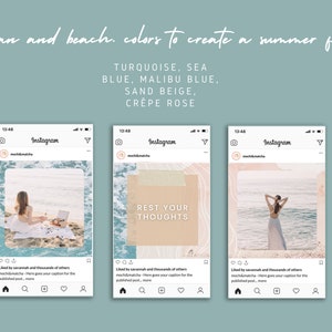 Beach Themed Instagram Templates, Sea Instagram Puzzle Feed, Turquoise ...