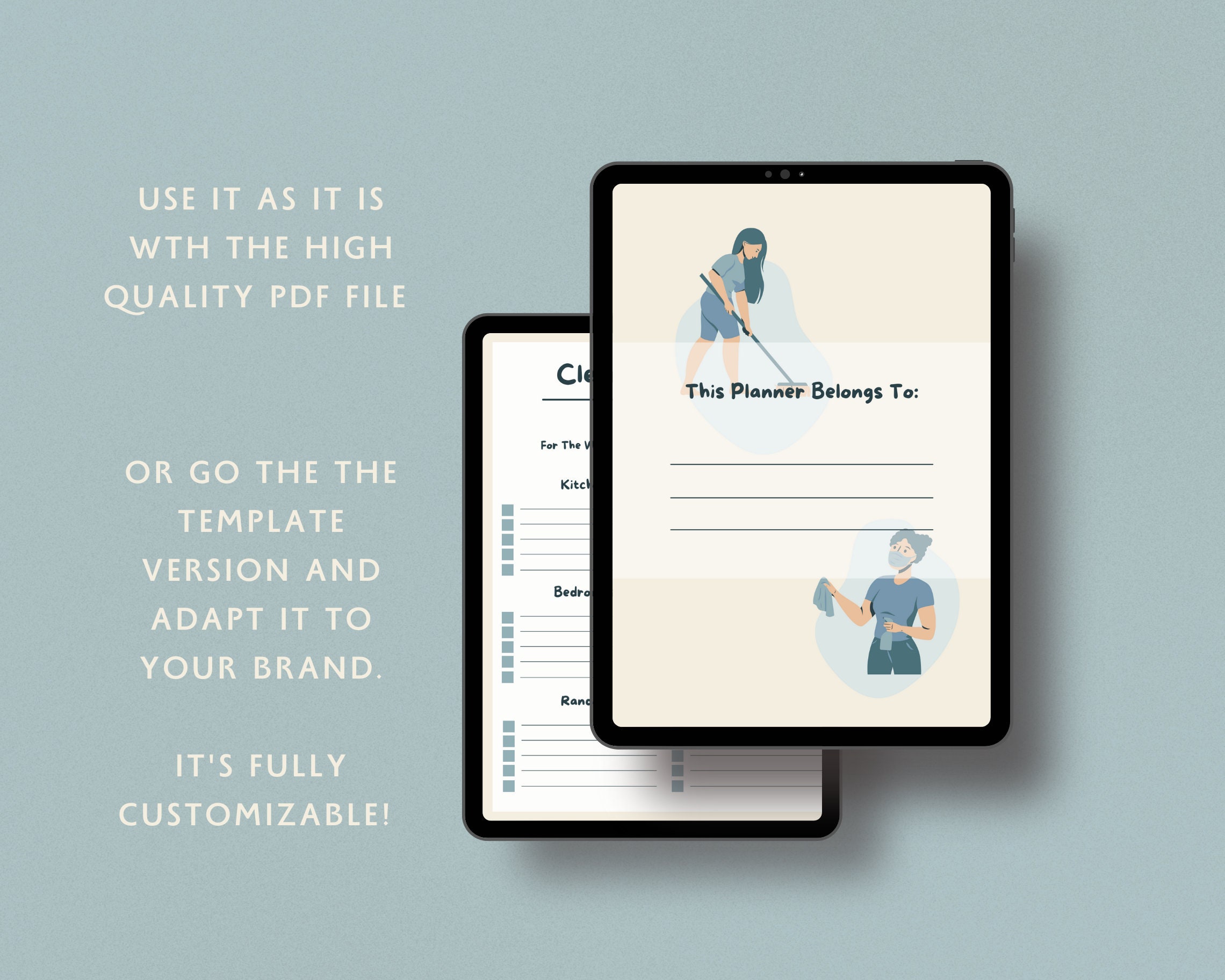 Cleaning Checklist Planner, Weekly House Chores, Digital Cleaning ...