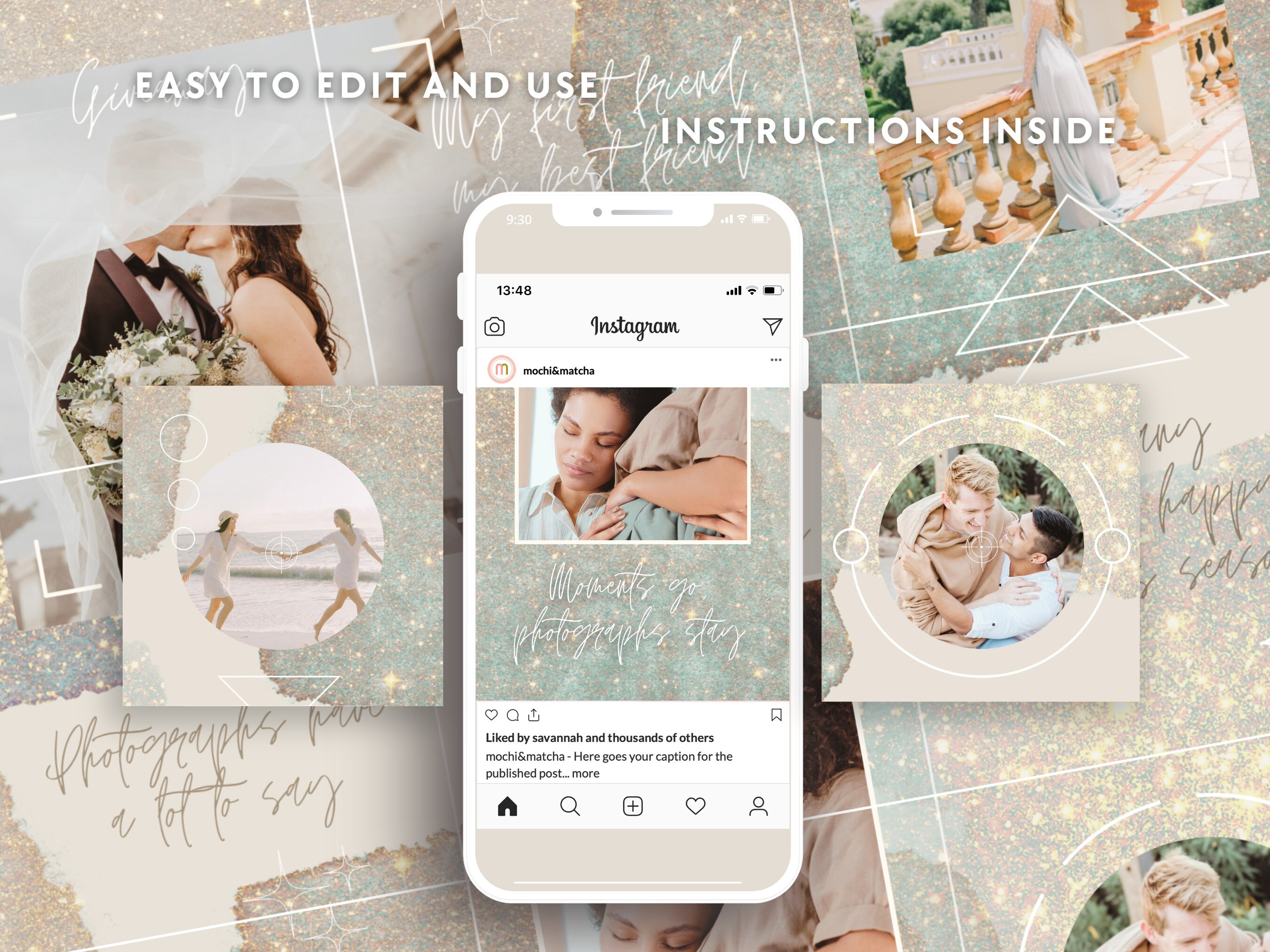 Instagram Bundle for Photographer, Instagram Templates Kit Gold ...