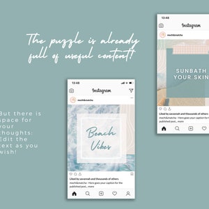 Beach Themed Instagram Templates, Sea Instagram Puzzle Feed, Turquoise ...