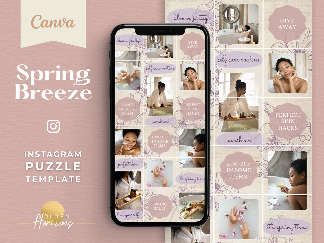 Self Care Instagram Post Template, Wellness Instagram Puzzle, Skincare ...