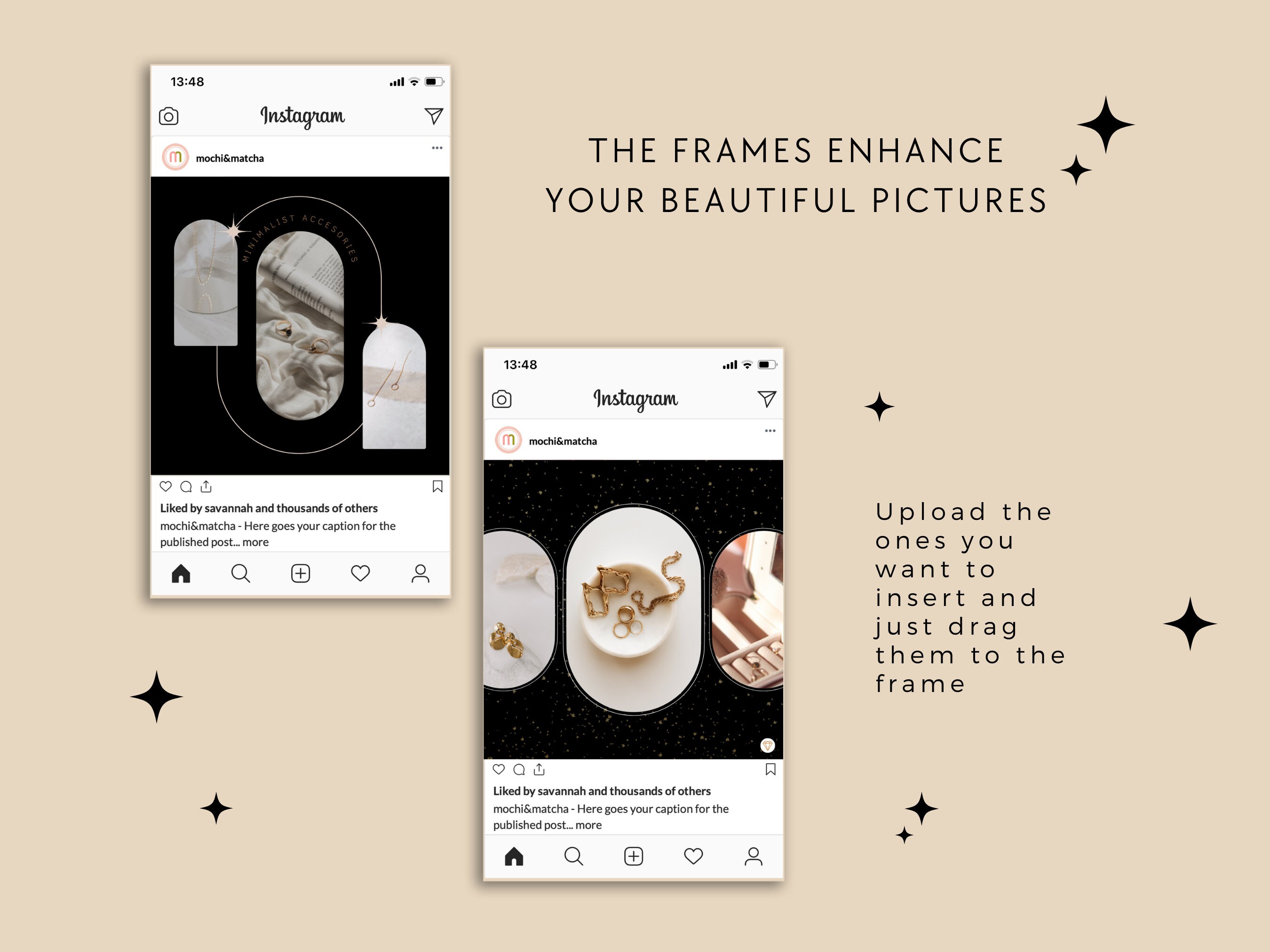 Black Instagram Post Templates for Canva, Jewellery Instagram Posts ...