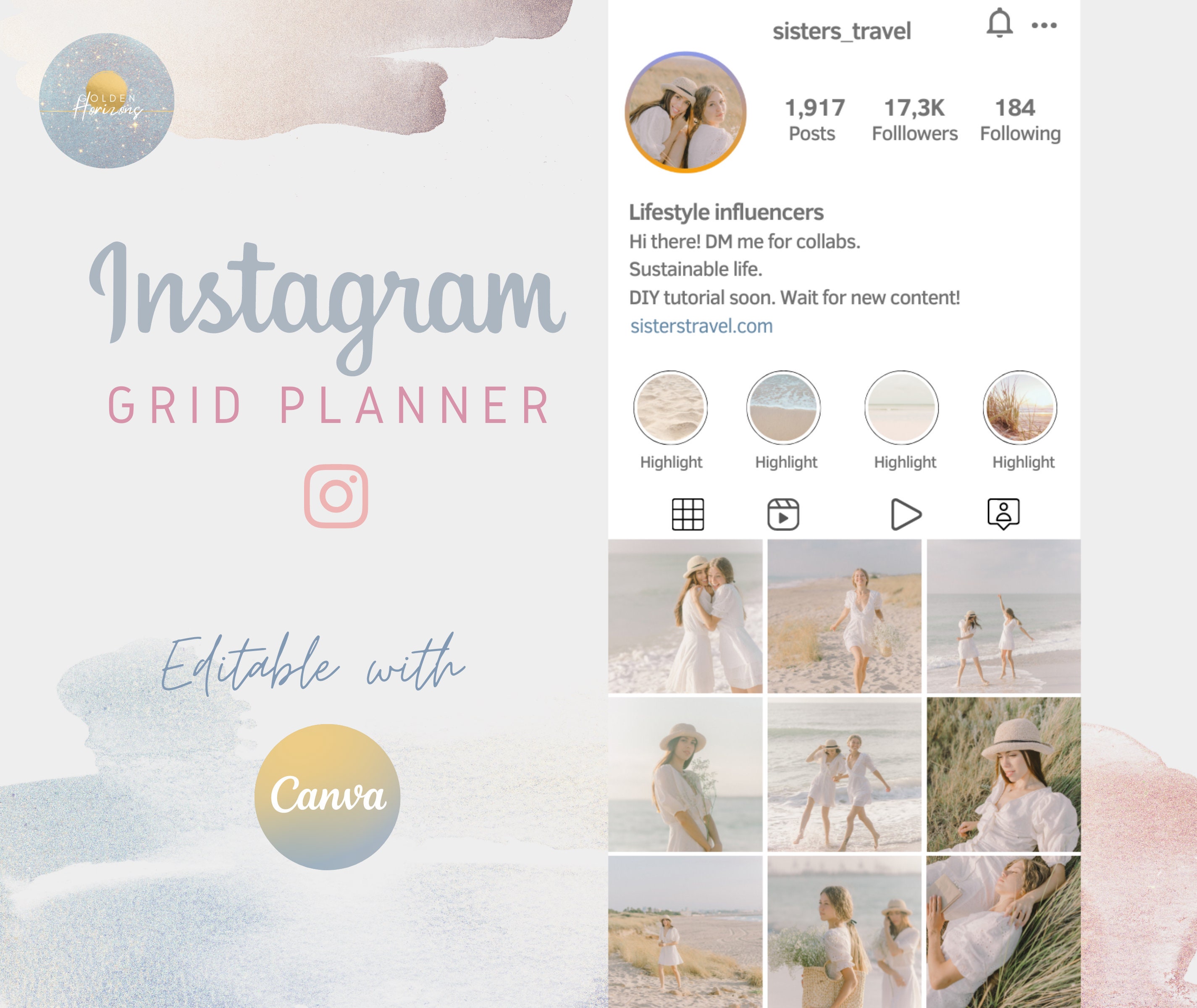Instagram Grid Planner Canva Template, Editable Instagram Planner, Easy ...
