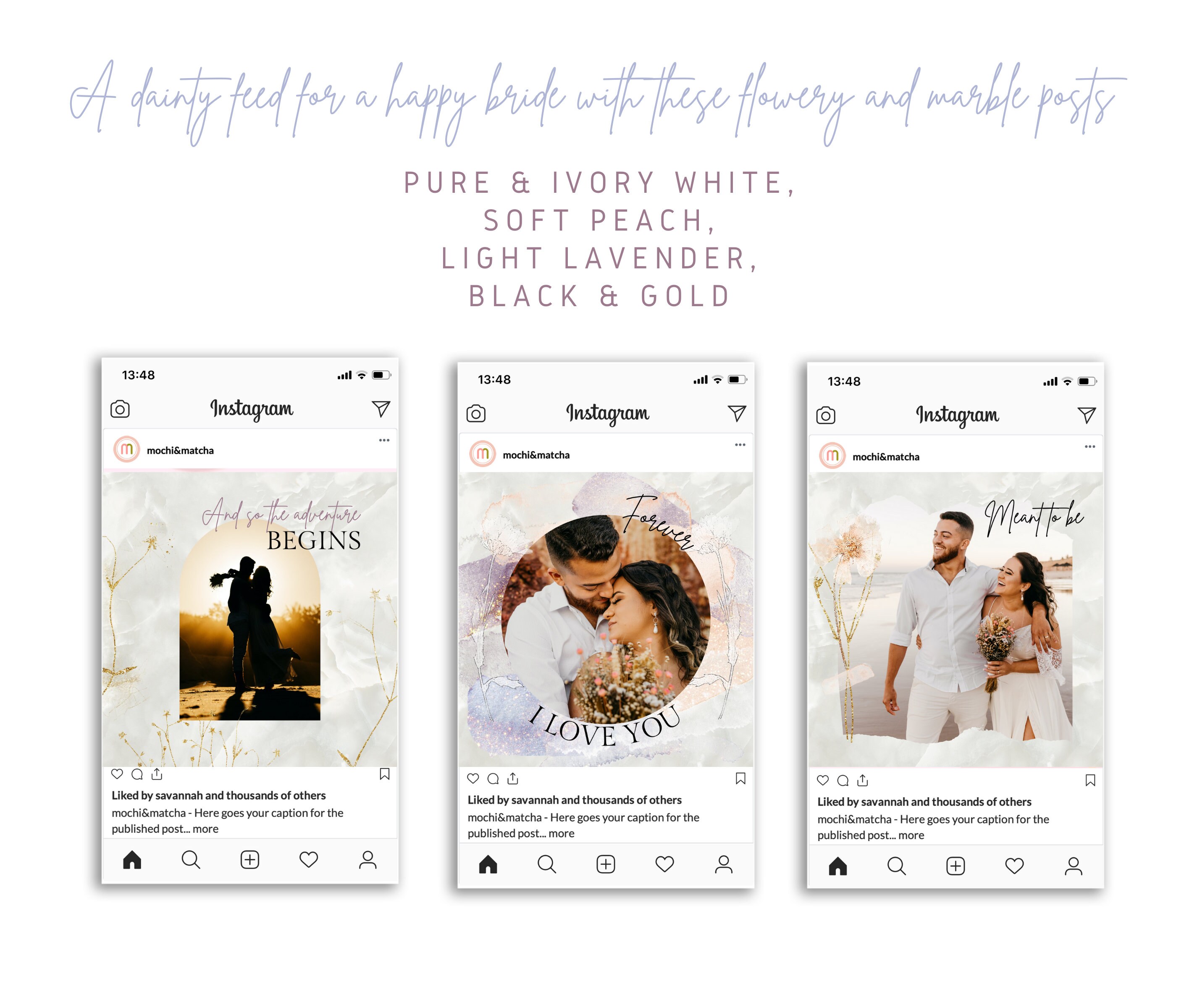 Engagement Instagram Posts Template, Luxury Marble Instagram, Wedding ...