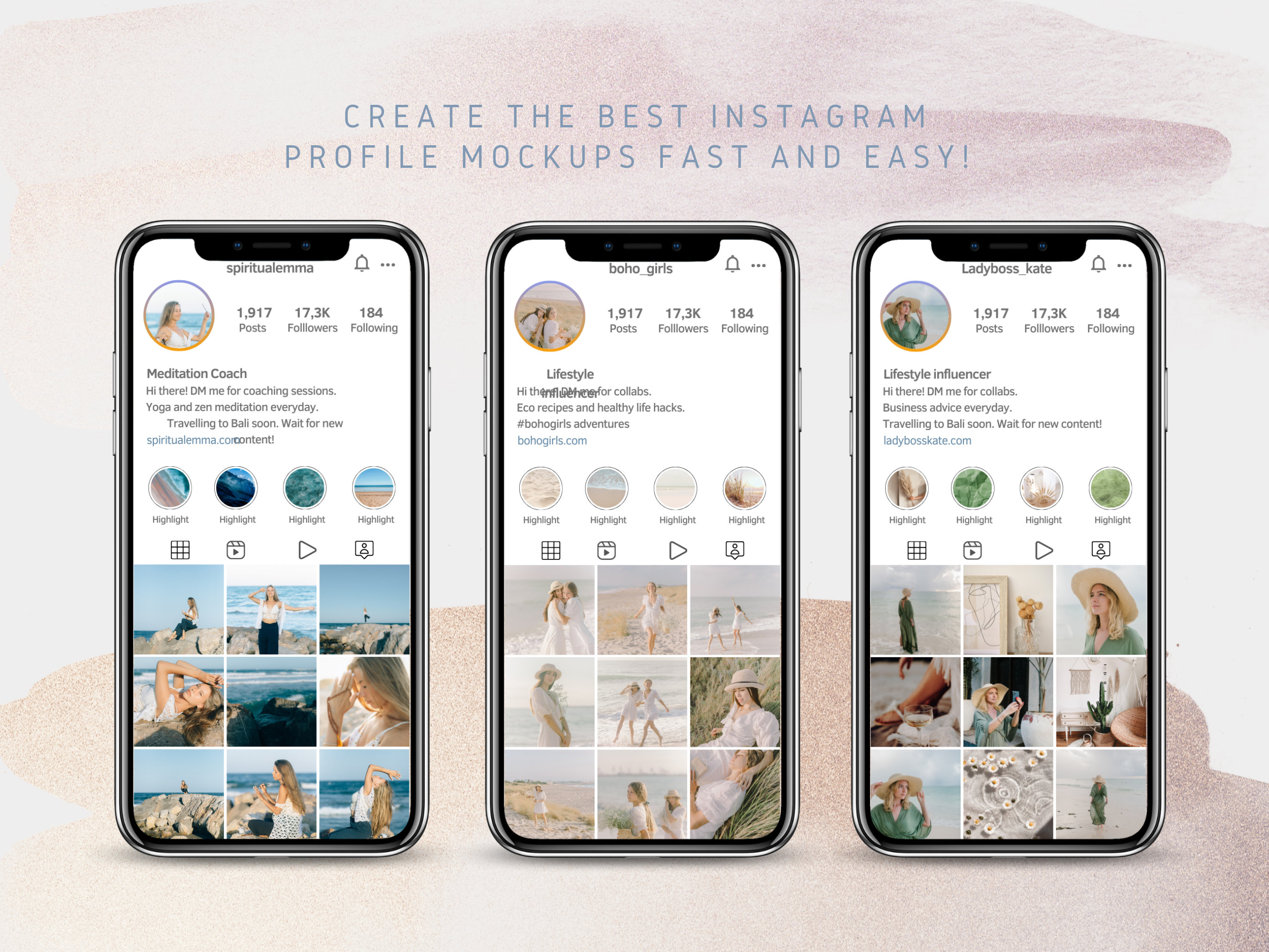 Instagram Grid Planner, iPhone Mockup Template, Canva Editable ...