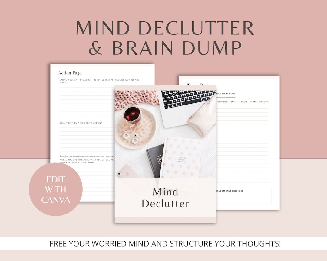 Mind Declutter Template, Brain Dump Printable, Brain Dump Planner Pages ...