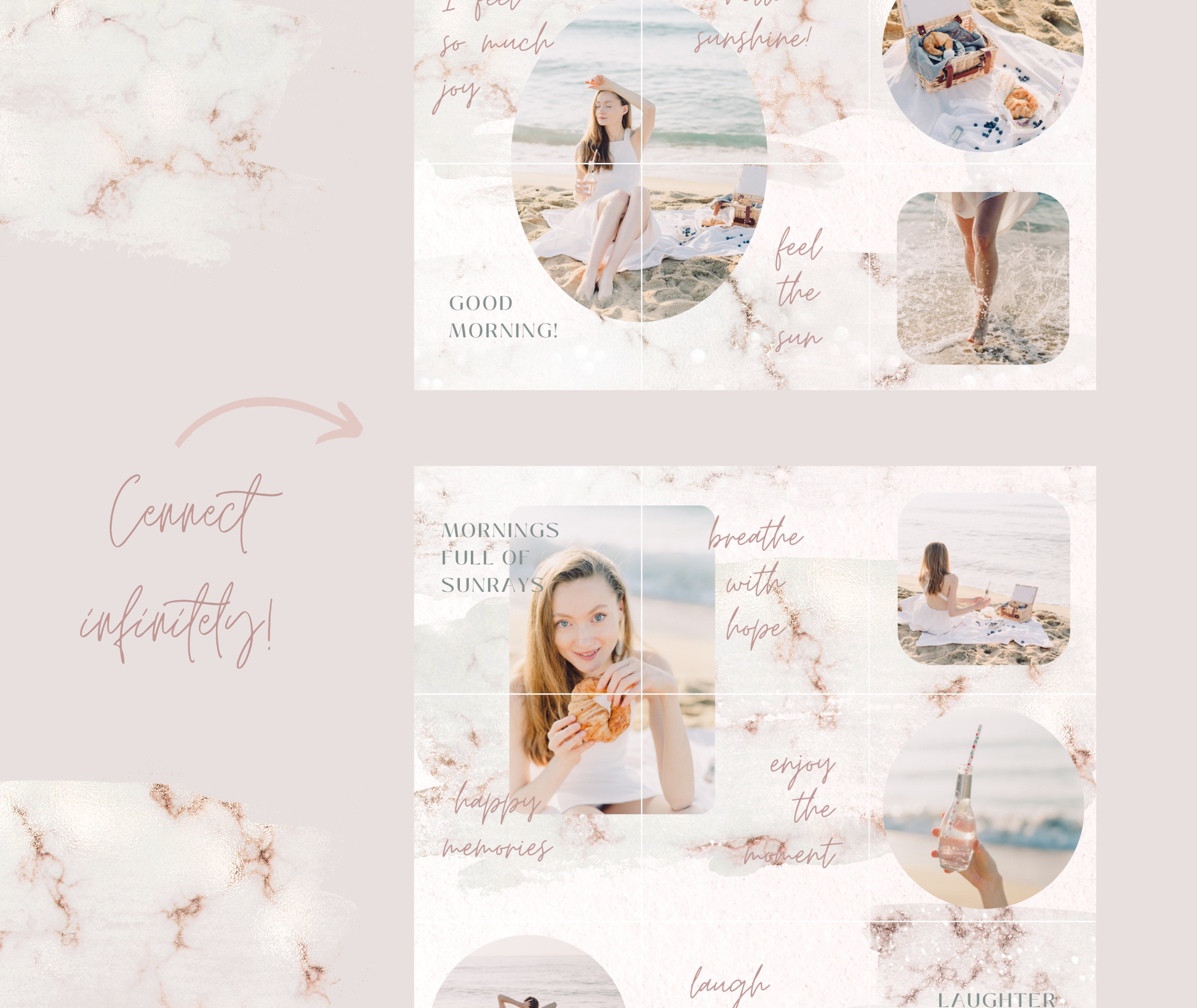Glitter Marble Instagram Puzzle Posts Template Dainty - Etsy