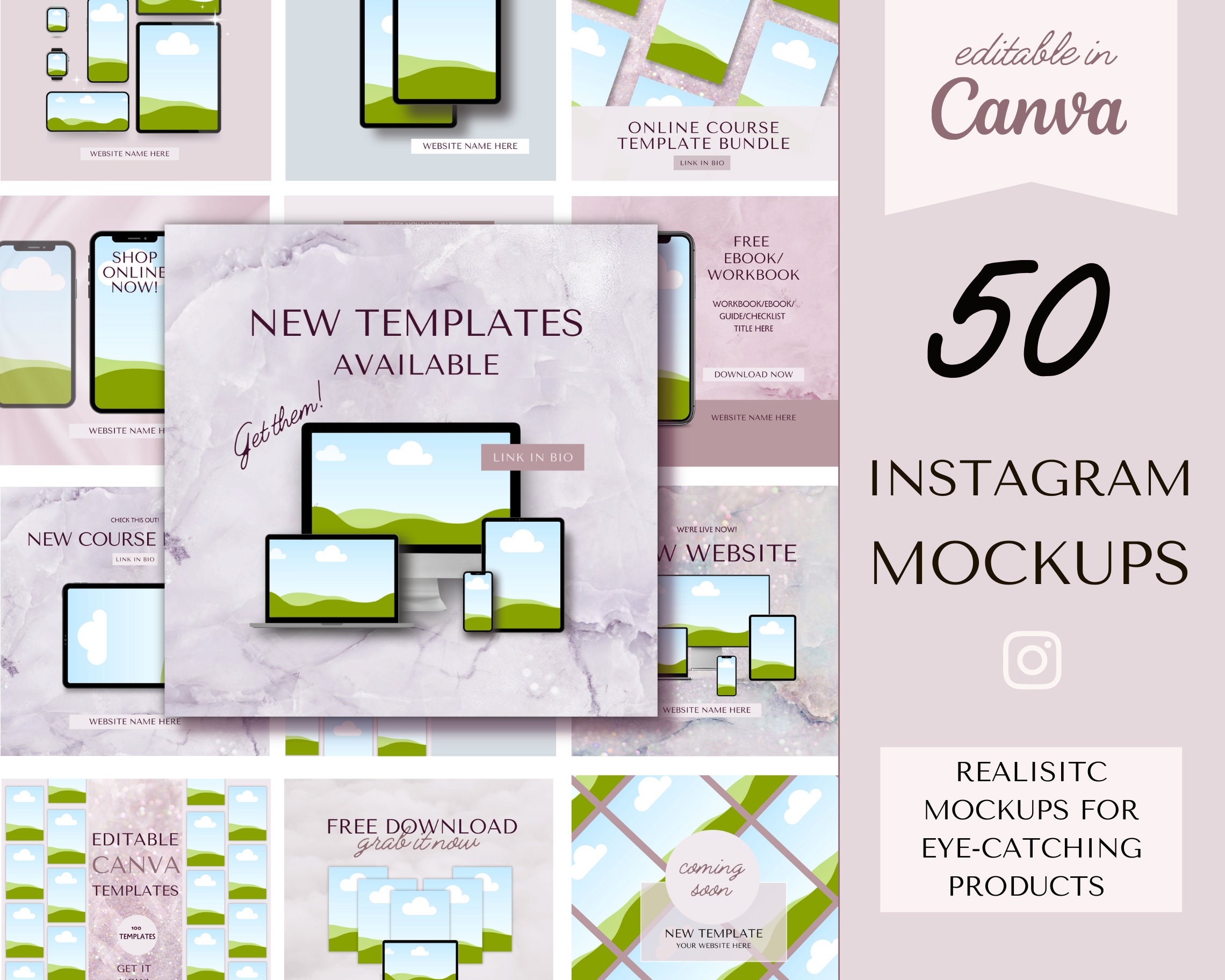 Instagram Mockup Templates, Editable Product Mockup Posts for Instagram ...
