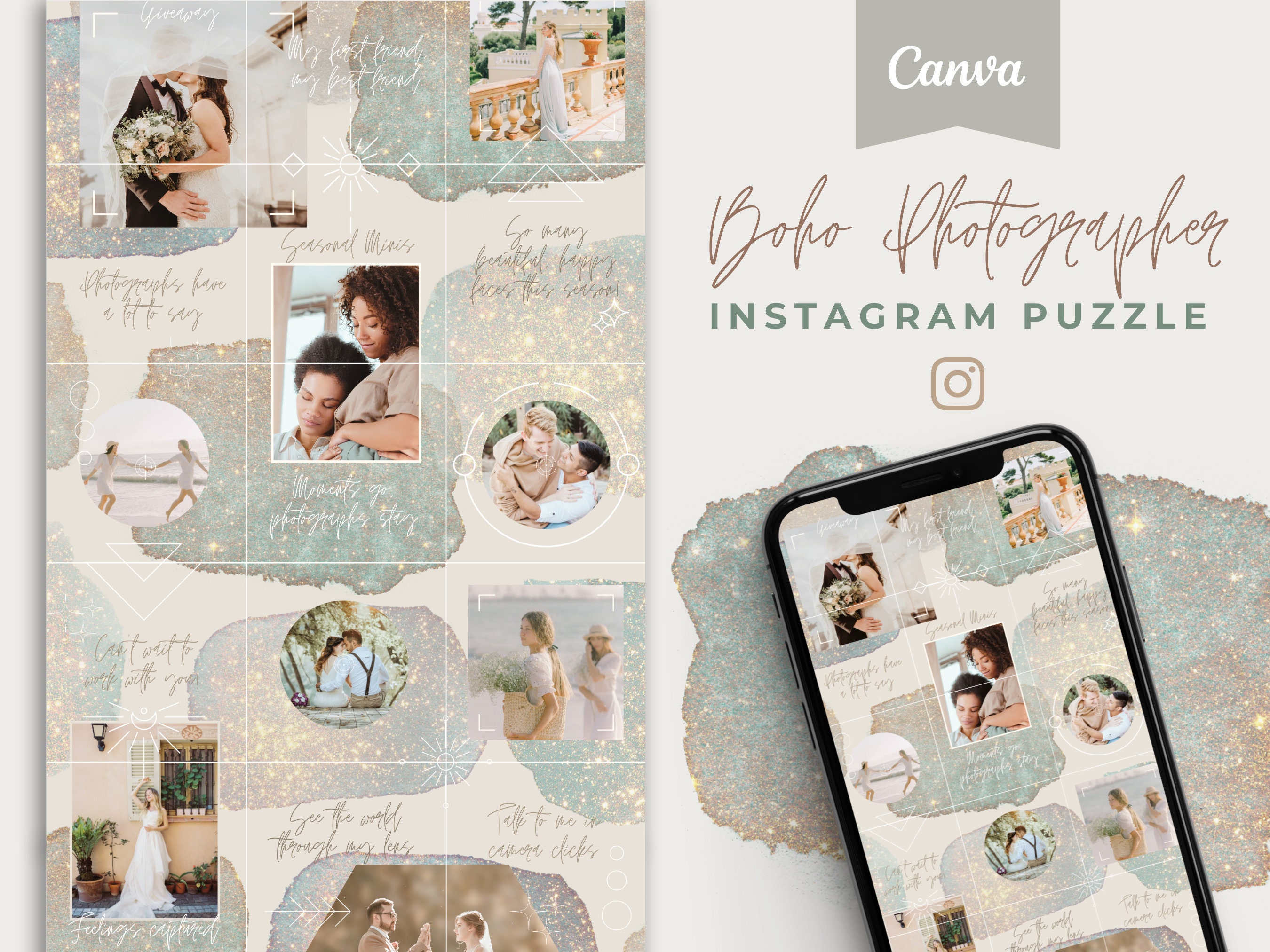 Instagram Bundle for Photographer, Instagram Templates Kit Gold ...