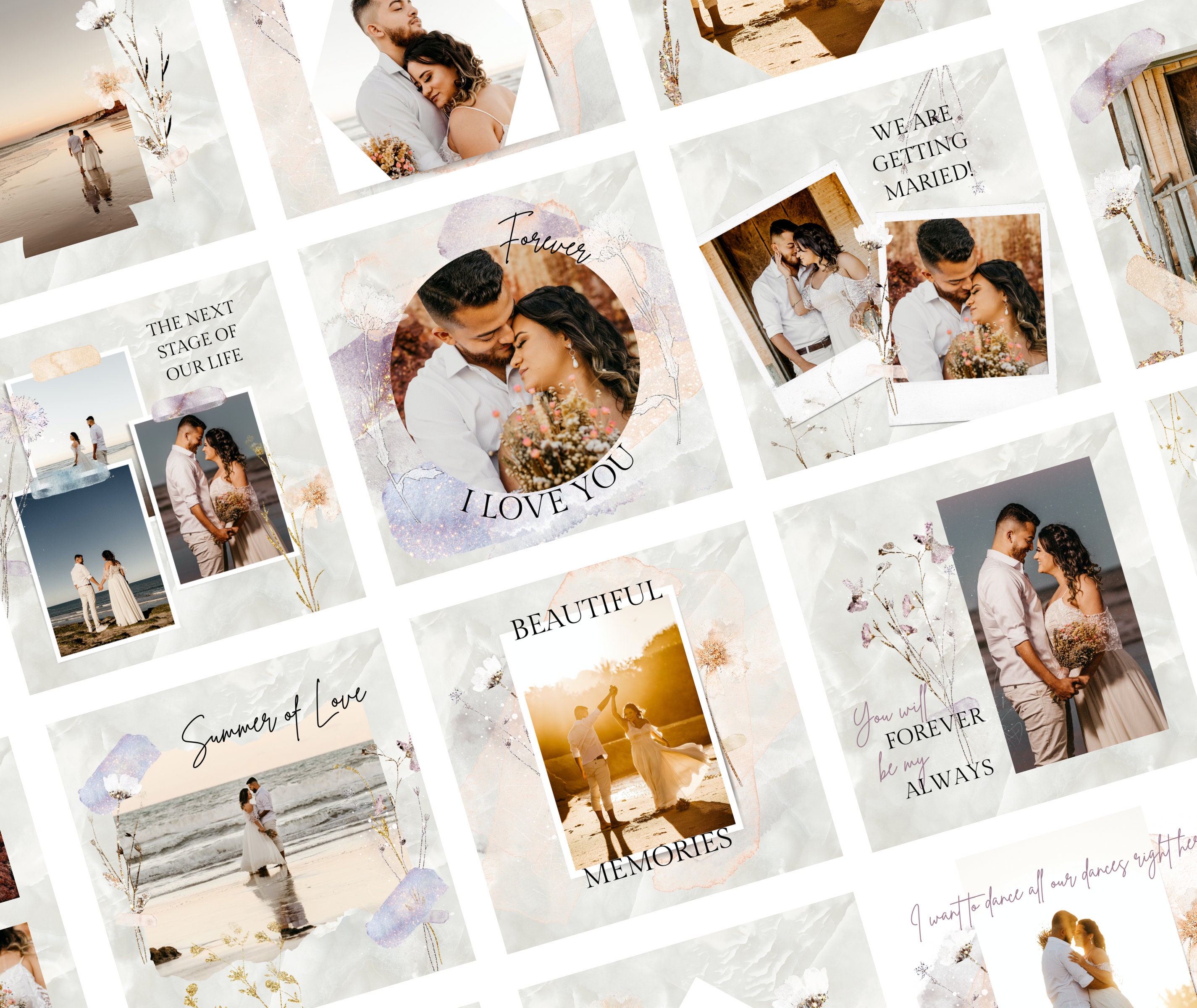 Engagement Instagram Posts Template, Luxury Marble Instagram, Wedding ...