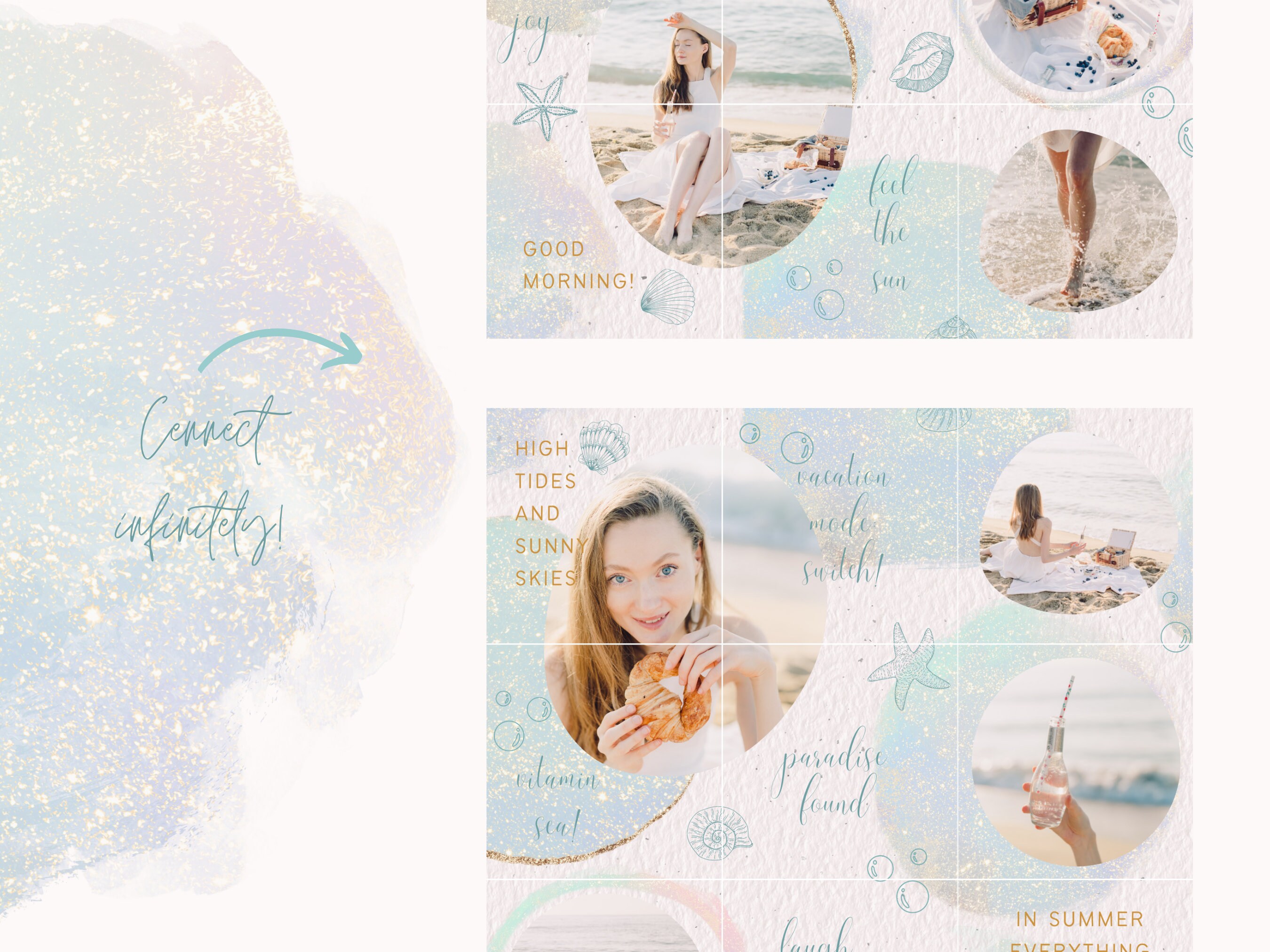Turquoise Instagram Puzzle Template, Beach Instagram Post, Blue Ocean ...
