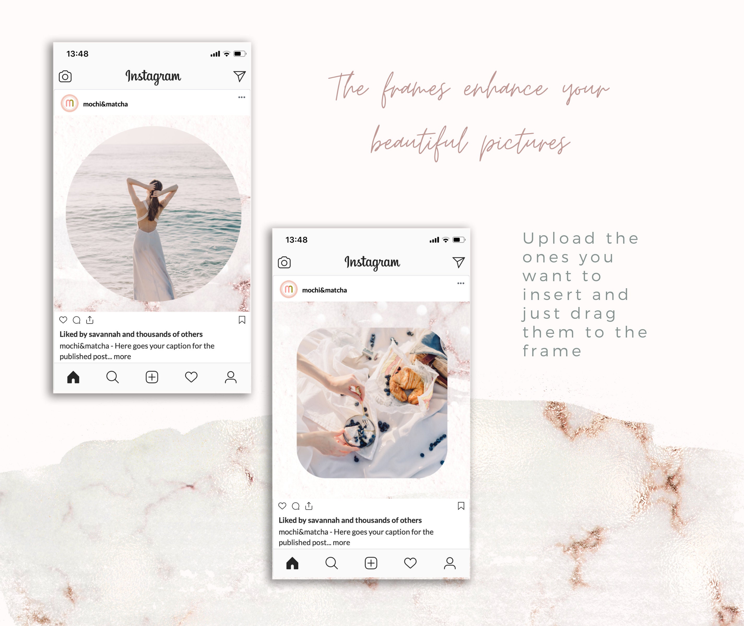 Glitter Marble Instagram Puzzle Posts Template Dainty - Etsy