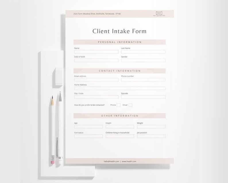 Counseling Intake Form, Client Intake Form Template, Coaching Intake ...