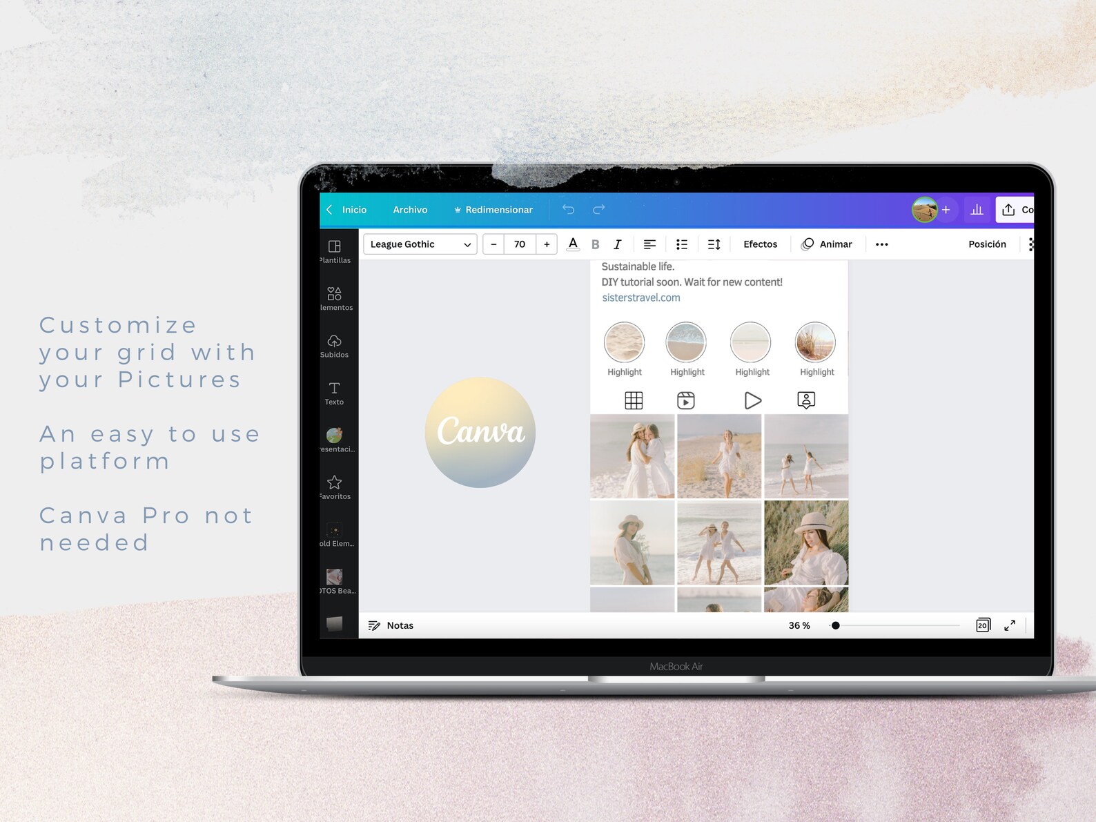 Instagram Grid Planner, iPhone Mockup Template, Canva Editable ...