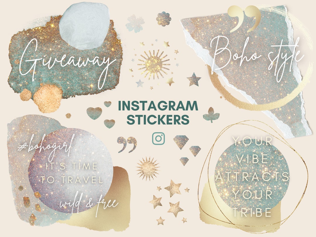 Instagram Boho Stickers, Instagram PNG Quotes, Digital Instagram Gold ...