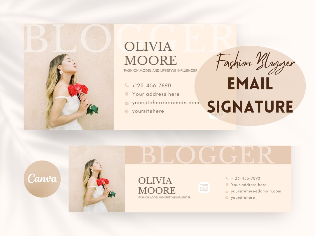 Blogger Email Signature Template Canva, Signature Canva Template Beige ...