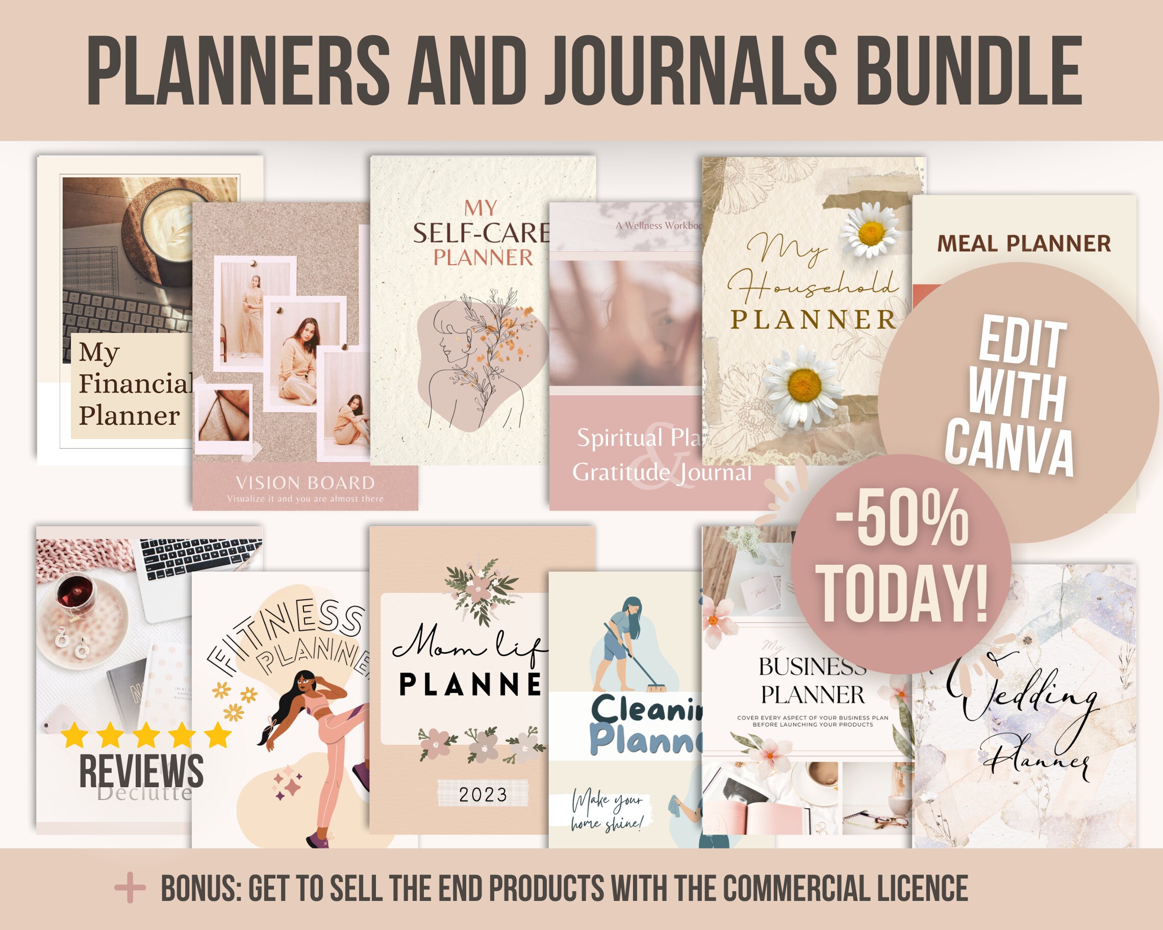 All in One Planner Templates, Ultimate Digital Life Planner Bundle ...