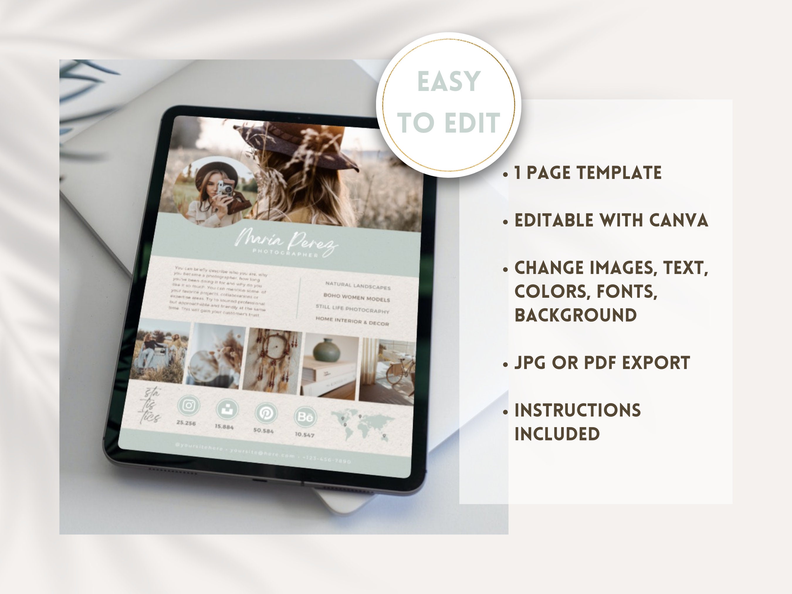 Photographer Media Kit Template for Canva, Photographer Branding Kit ...