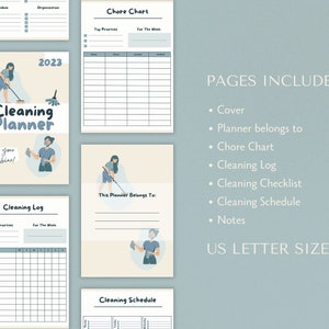 Cleaning Checklist Planner, Weekly House Chores, Digital Cleaning ...