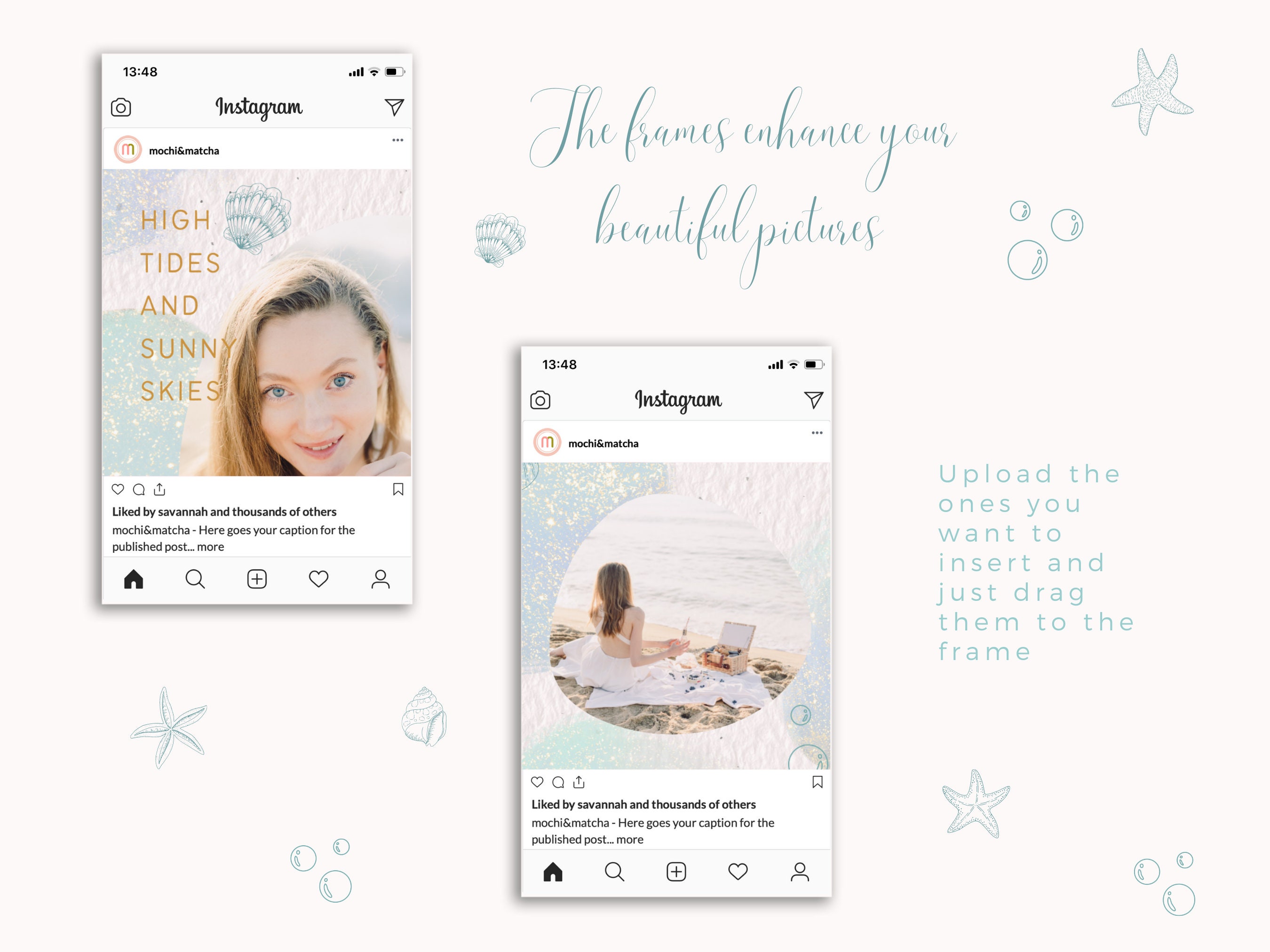 Turquoise Instagram Puzzle Template, Beach Instagram Post, Blue Ocean ...