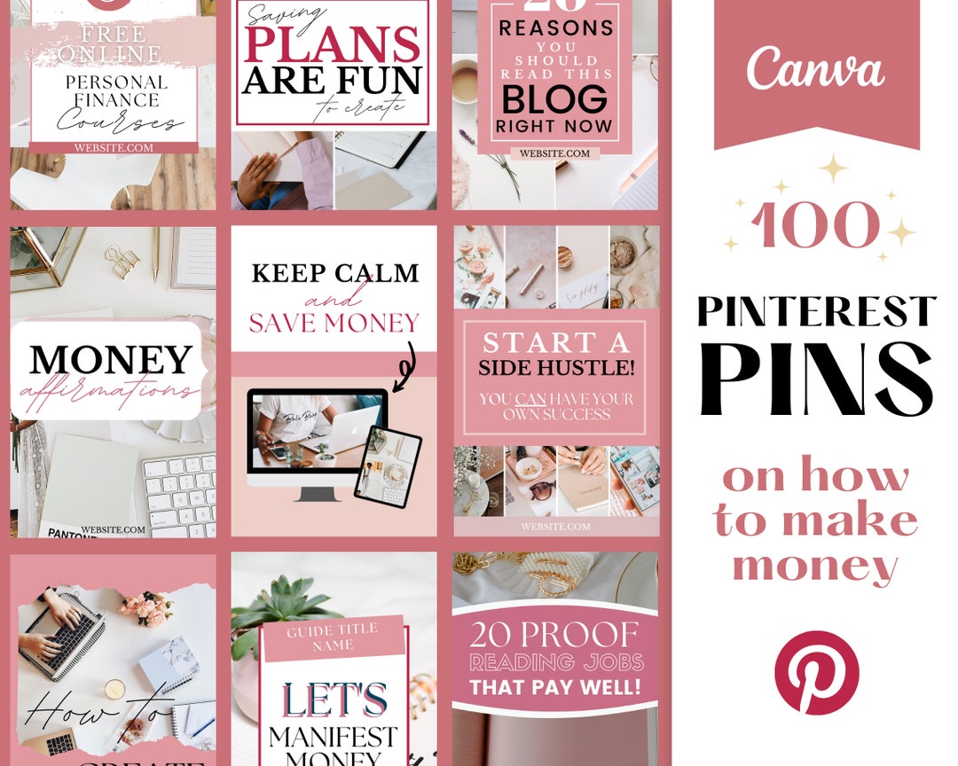 Pink Pinterest Pin Templates, Pinterest Pins Bundle, Blogger Pinterest ...