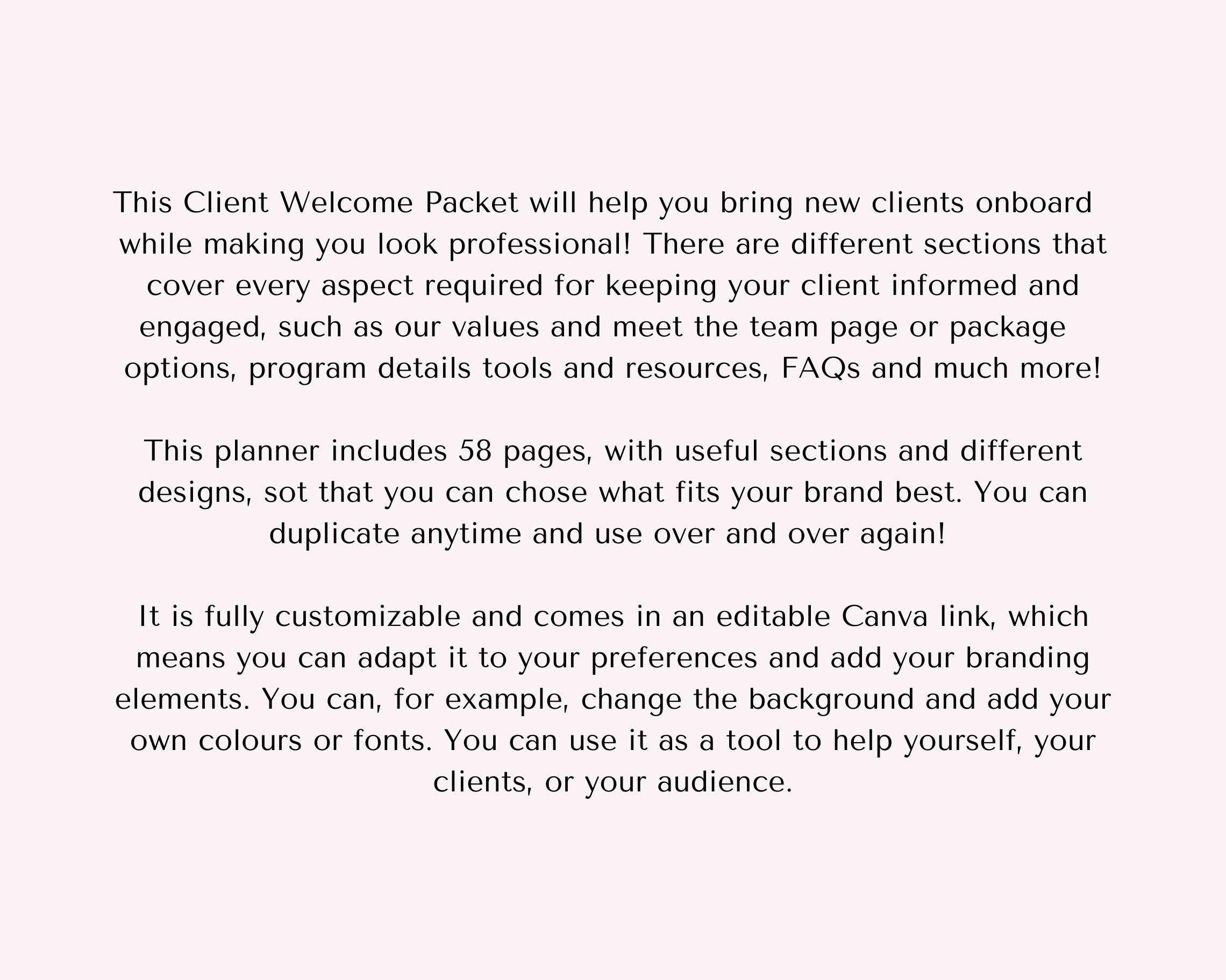 Client Welcome Packet Template, Client Onboarding Guide, Service and ...