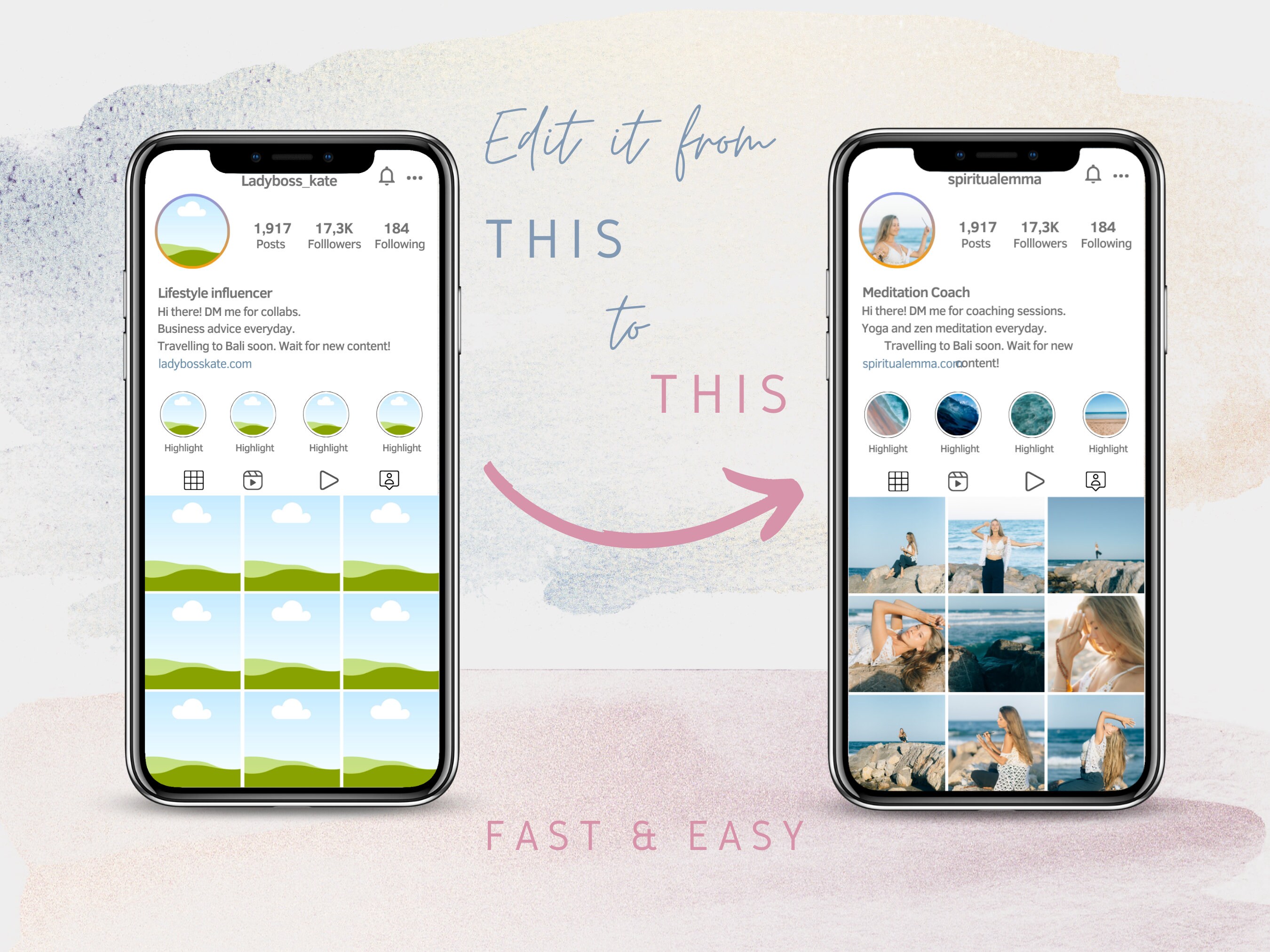Instagram Grid Planner, iPhone Mockup Template, Canva Editable ...