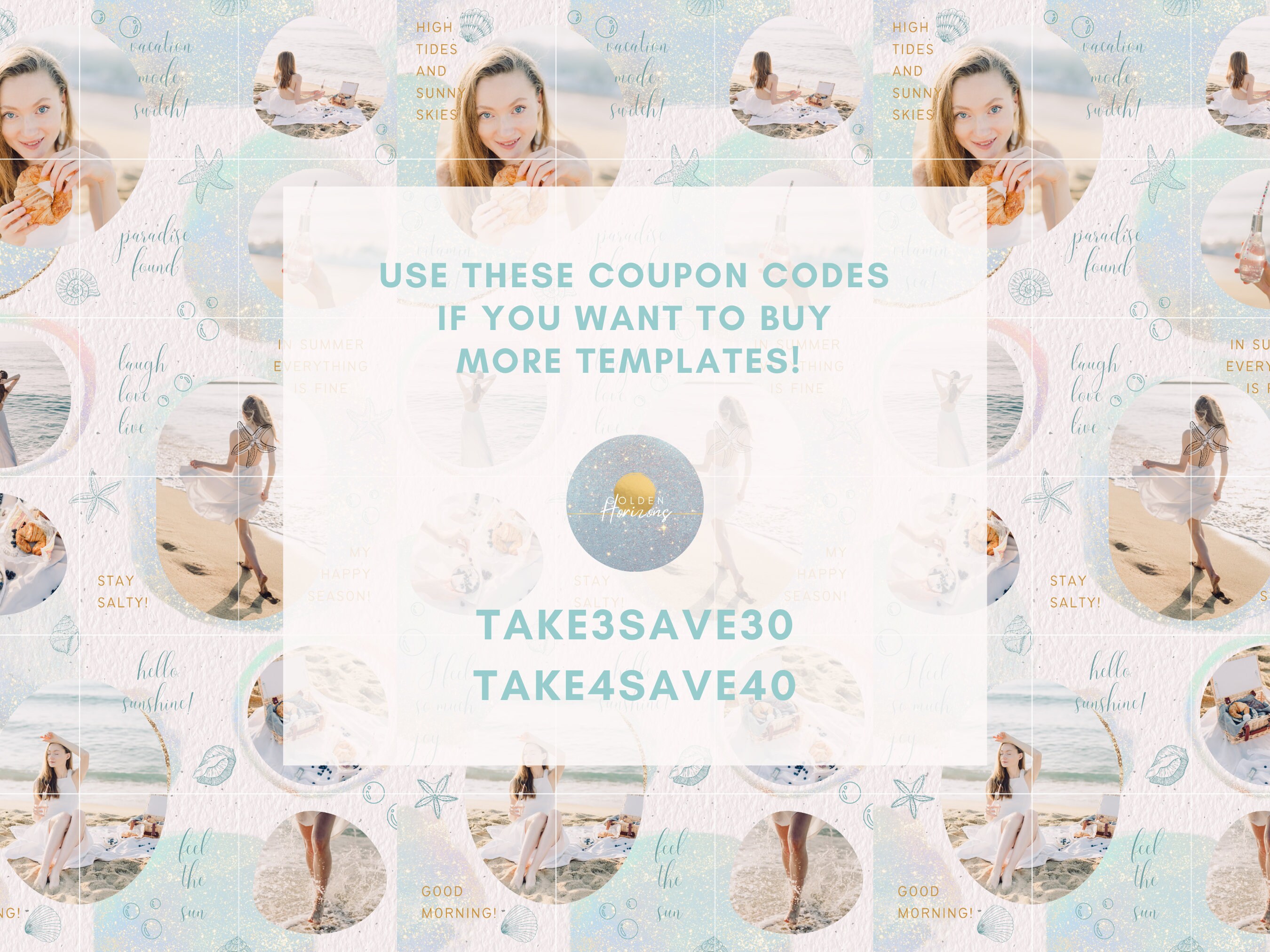 Turquoise Instagram Puzzle Template, Beach Instagram Post, Blue Ocean ...