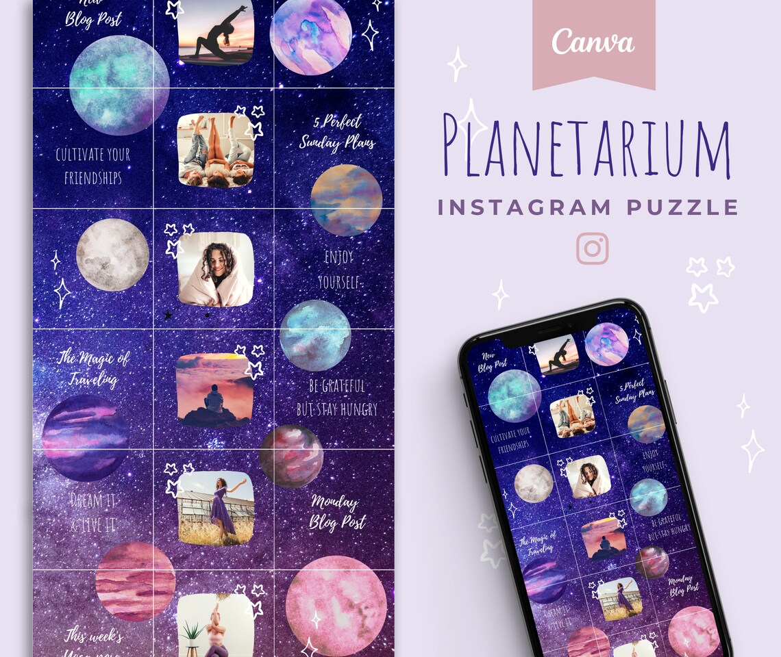 Mystical Instagram Template | Instagram Puzzle Feed 18 Posts | Galaxy ...