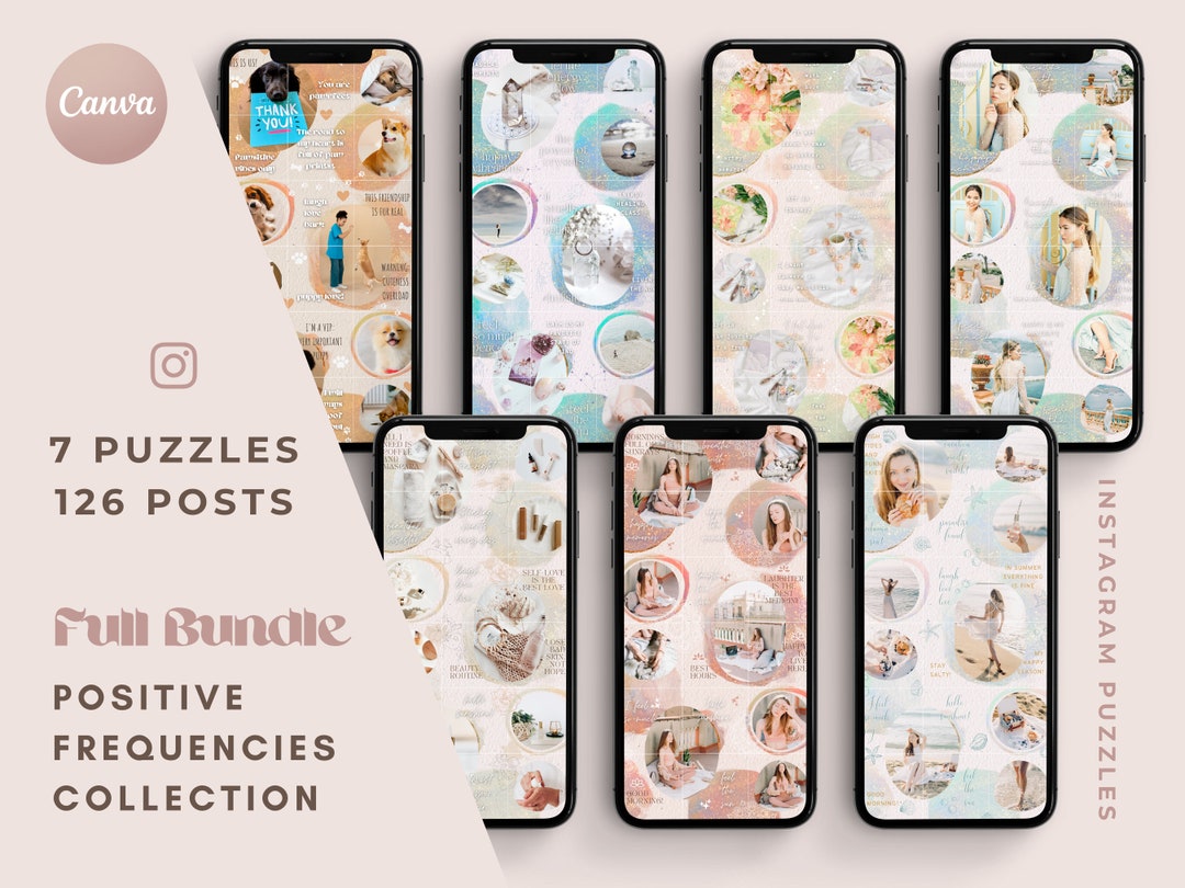 Watercolor Instagram Puzzles Bundle, Glitter Instagram Puzzle Kit ...