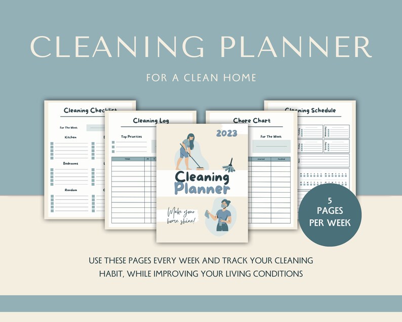 Cleaning Checklist Planner Weekly House Chores Digital - Etsy