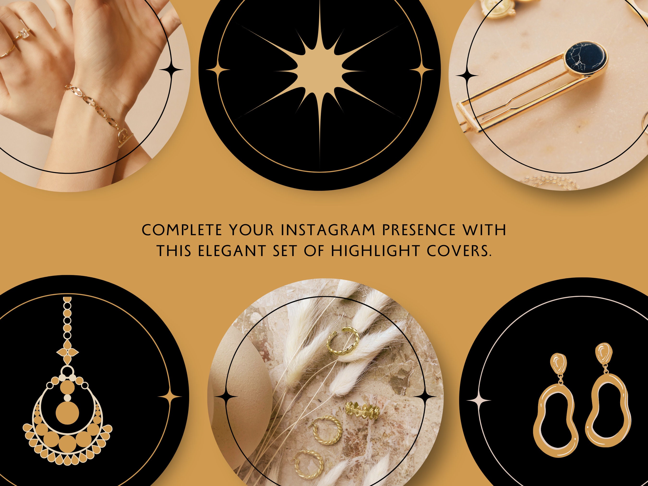 Black and Gold Instagram Highlight Covers, Jewellery Instagram Story ...
