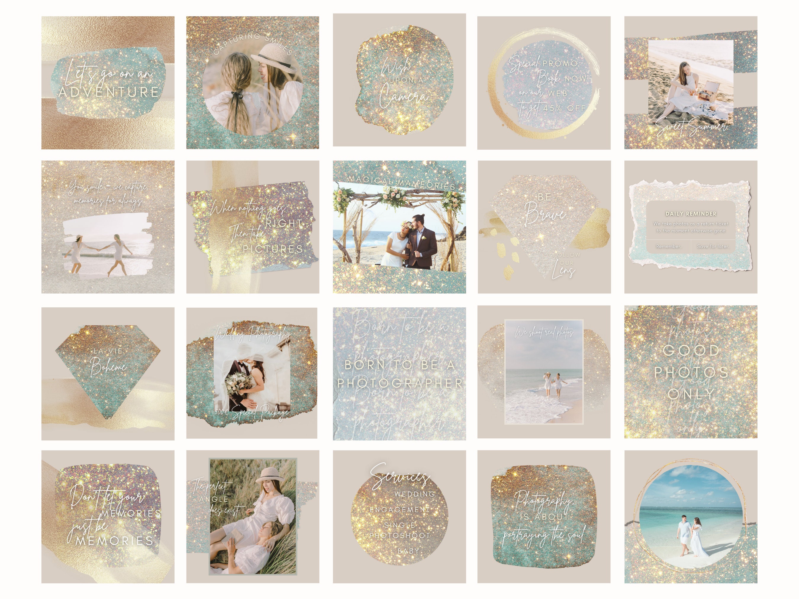 Instagram Bundle for Photographer, Instagram Templates Kit Gold ...