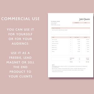 Work Estimate Template, Job Quote Template, Printable Job Estimate ...