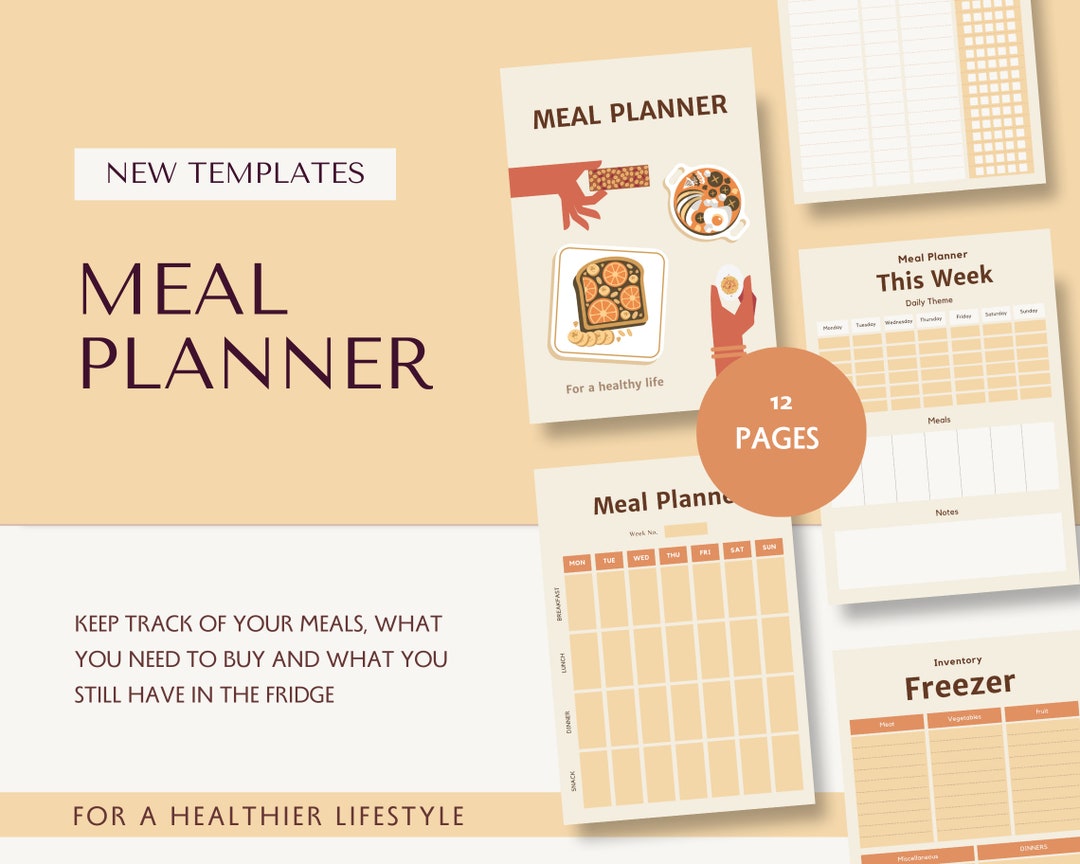 Weekly Meal Planner Template, Food Journal Printable, Editable Daily ...