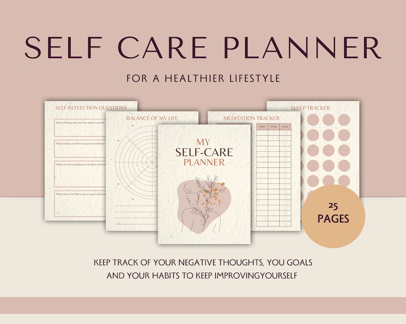 Self Care Planner Template and Workbook, Guided Self Care Journal ...