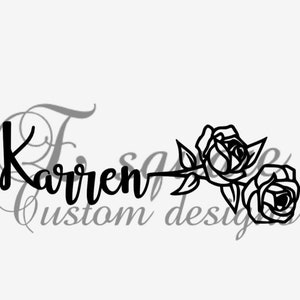 Rose With Name Svg File - Etsy