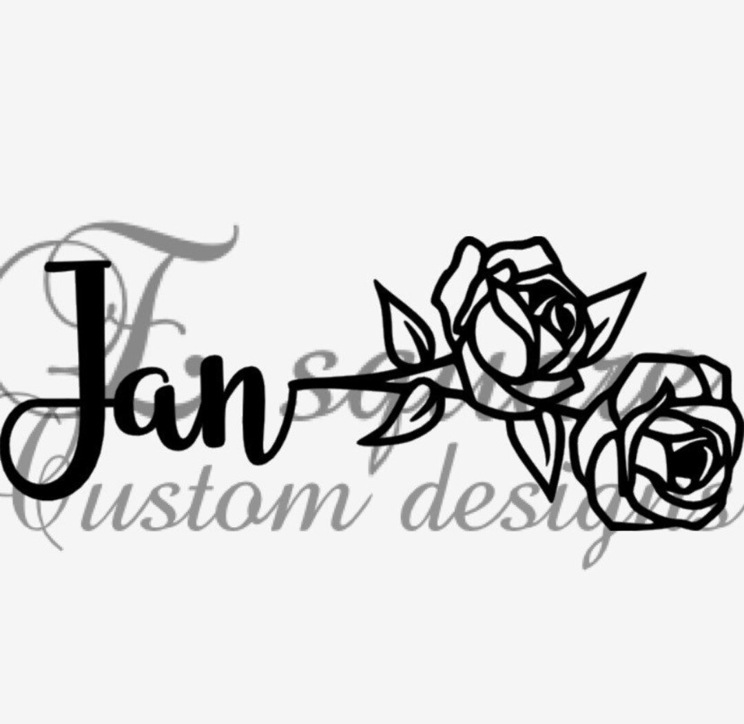 Rose With Name Svg File - Etsy